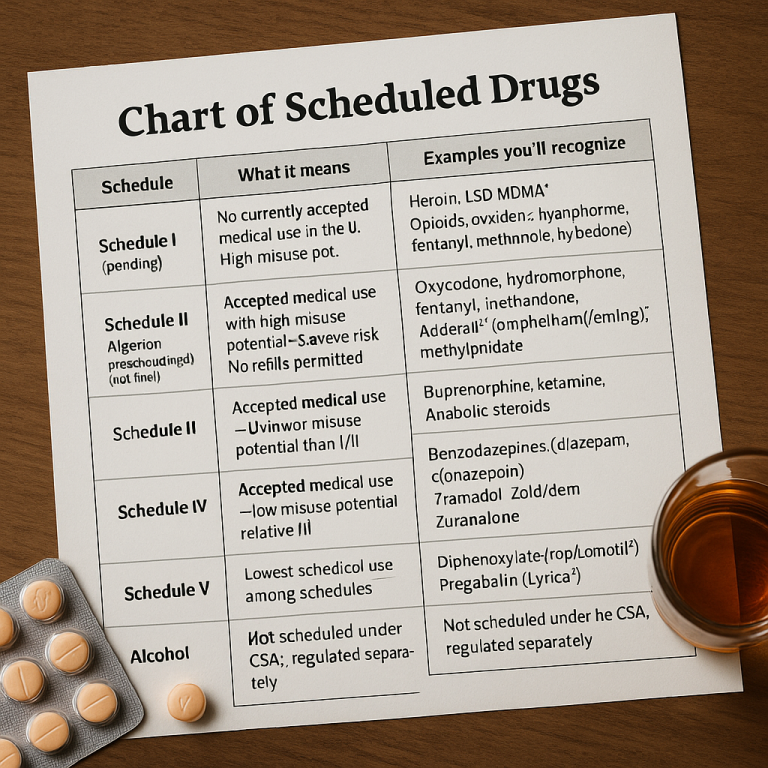 Chart of Scheduled Drugs (I–V): Scheduled Drug Classes
